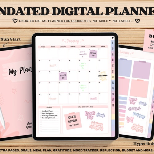 Undated Digital Planner Digital Planner Ipad Goodnotes | Etsy