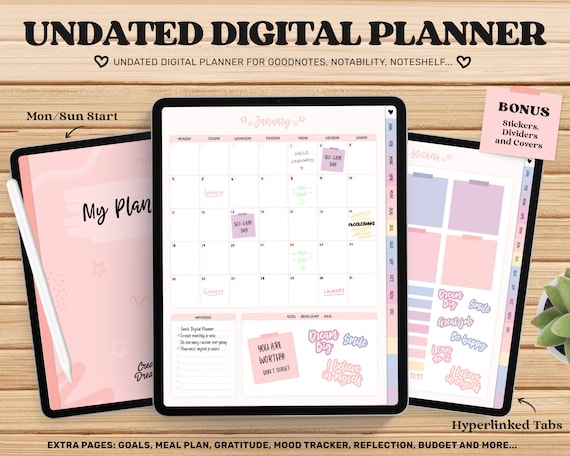 Ipad Planner Undated Digital Planner Goodnotes Notability - Etsy