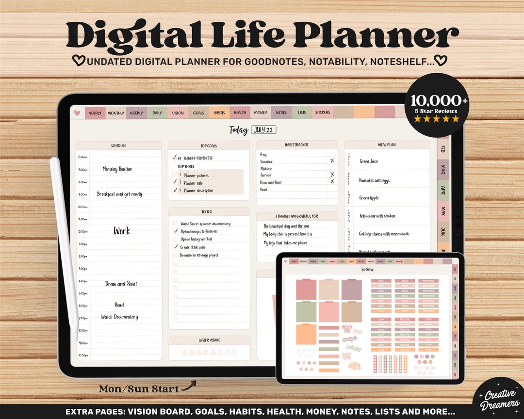 Goodnotes Digital Planner Ipad, Stickers, Undated Life Planner, Boho ...