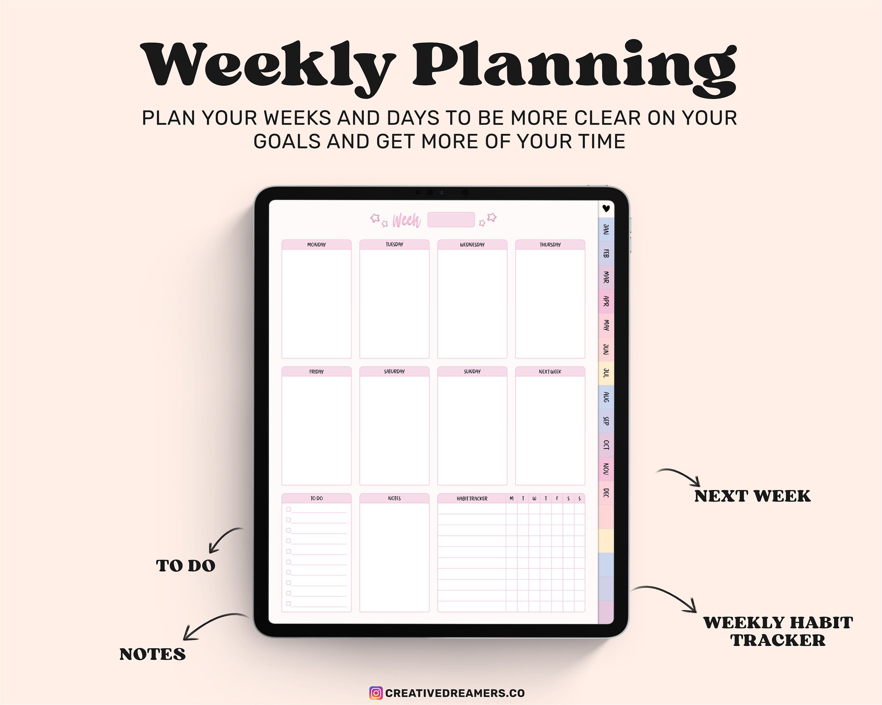 Monthly Planner Digital Planner Goodnotes Ipad Planner | Etsy