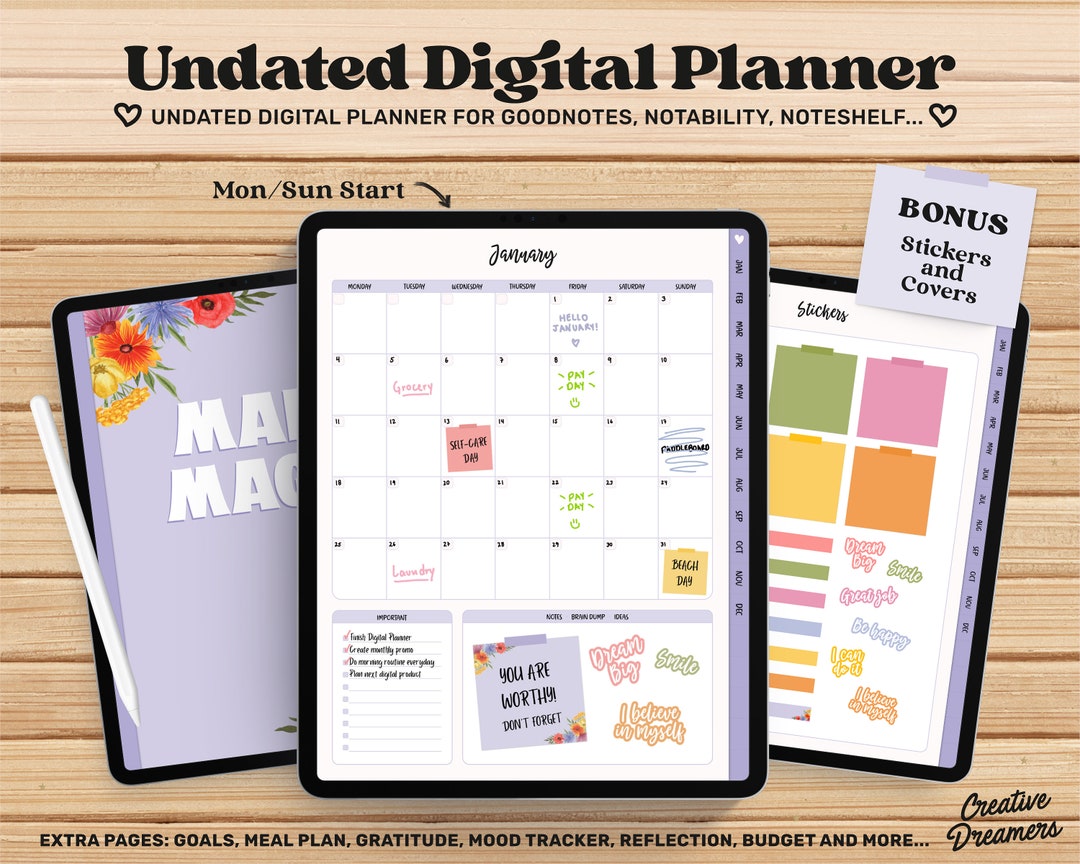Digital Planner Goodnotes, Adhd Planner, Weekly Monthly Planner ...