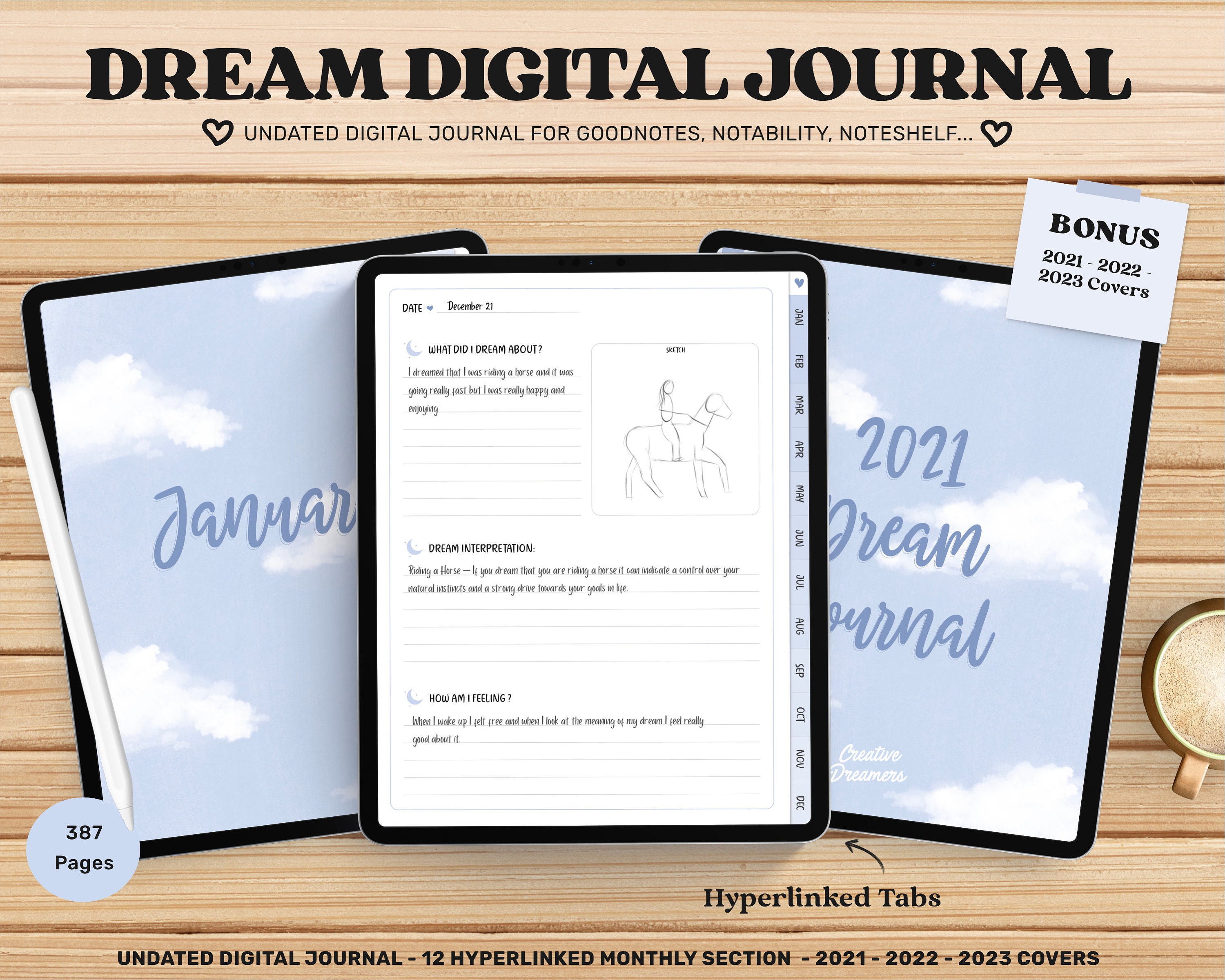 Dream Journal Digital Daily Journal Goodnotes Template | Etsy