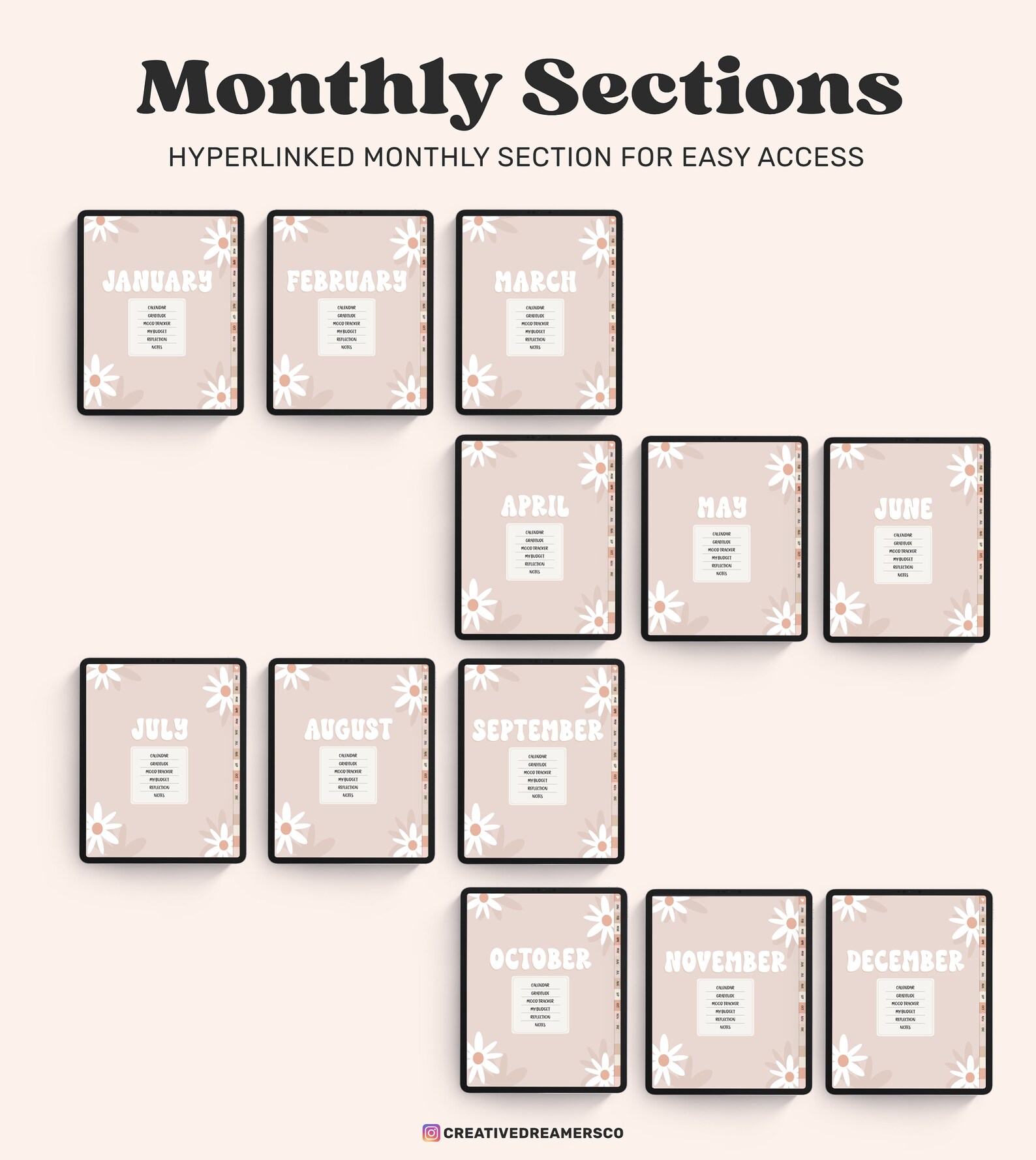 Boho Undated Goodnotes Planner, Weekly Digital Planner, Monthly Planner ...