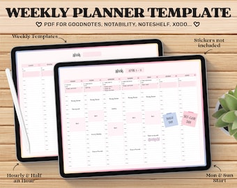 Weekly Planner Goodnotes Template Undated Digital Planner | Etsy