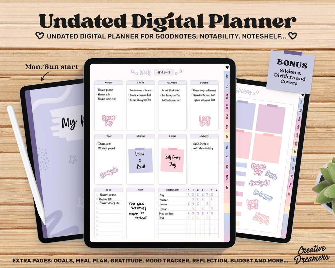 Goodnotes Planner, Undated Digital Planner, Digital Planner Ipad ...