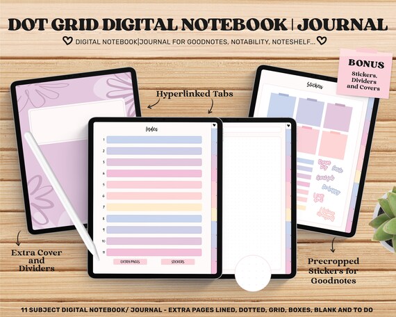 Dot Grid Notebook Goodnotes Notebook Bullet Journal Digital | Etsy