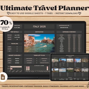 Travel Planner Template Google Sheets, Travel Itinerary, Digital ...