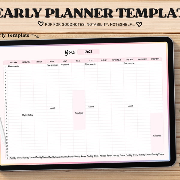 Yearly Planner - Etsy