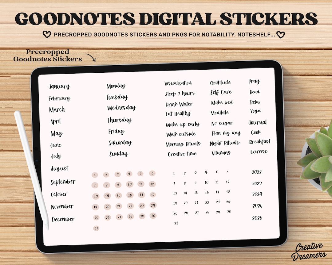 Goodnotes Digital Stickers, Days of the Week, Digital Planner Stickers ...