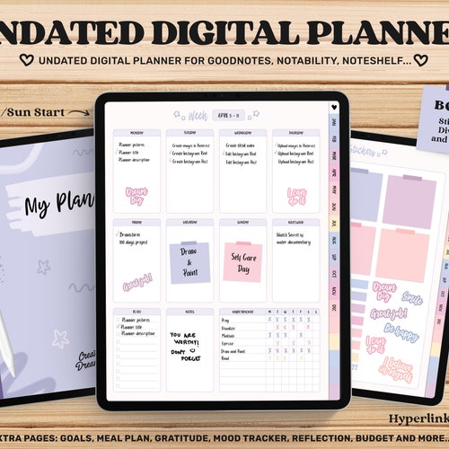 Undated Digital Planner Digital Planner Ipad Goodnotes - Etsy