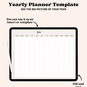 Goodnotes Template, Yearly Digital Calendar, Undated Digital Planner ...