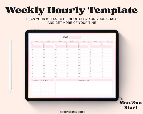 PDF Simple Weekly Planner Template for Goodnotes or print.Bullet ...