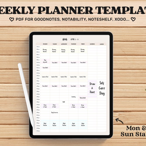 Weekly Planner Goodnotes Template Undated Digital Planner - Etsy