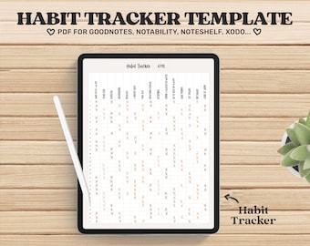 Goodnotes Template, Monthly Habit Tracker, Daily Habit Planner, iPad ...