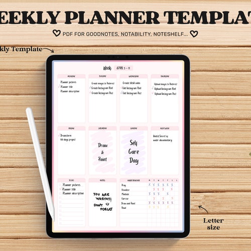 Weekly Planner Goodnotes Template Undated Digital Planner - Etsy