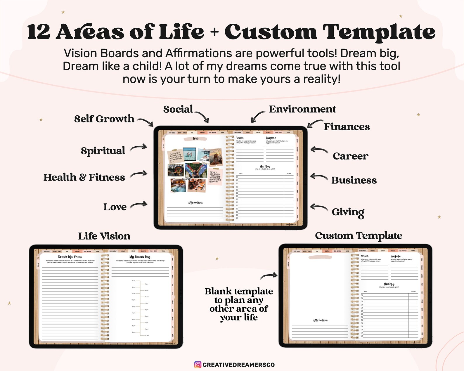 Digital Life Planner Goodnotes Goal Planner Vision Board | Etsy