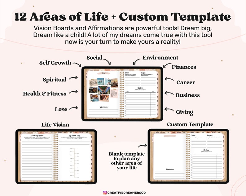 Digital Life Planner Goodnotes Goal Planner Vision Board | Etsy