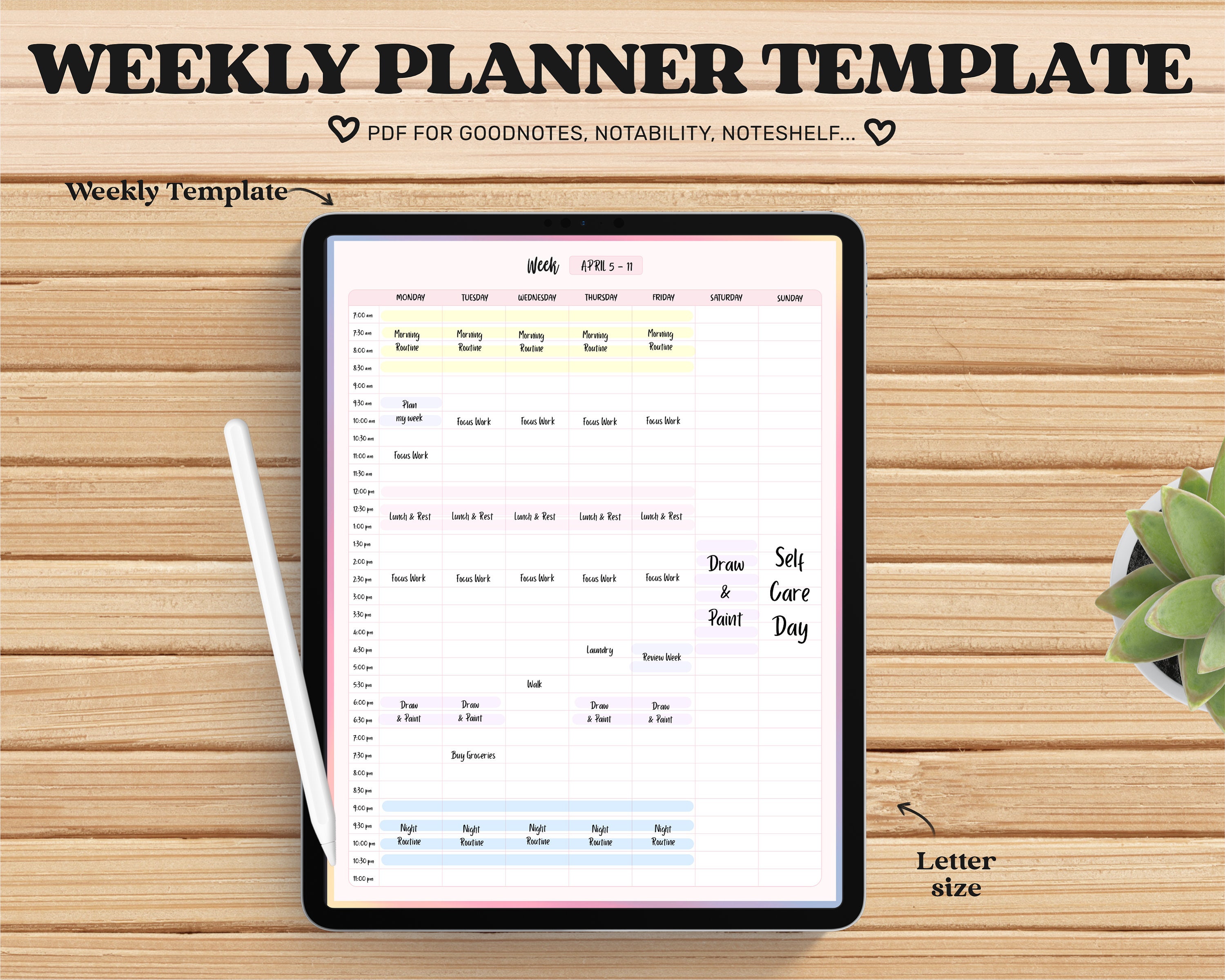 Weekly Planner Goodnotes Template, Undated, Digital Planner Pdf, iPad ...