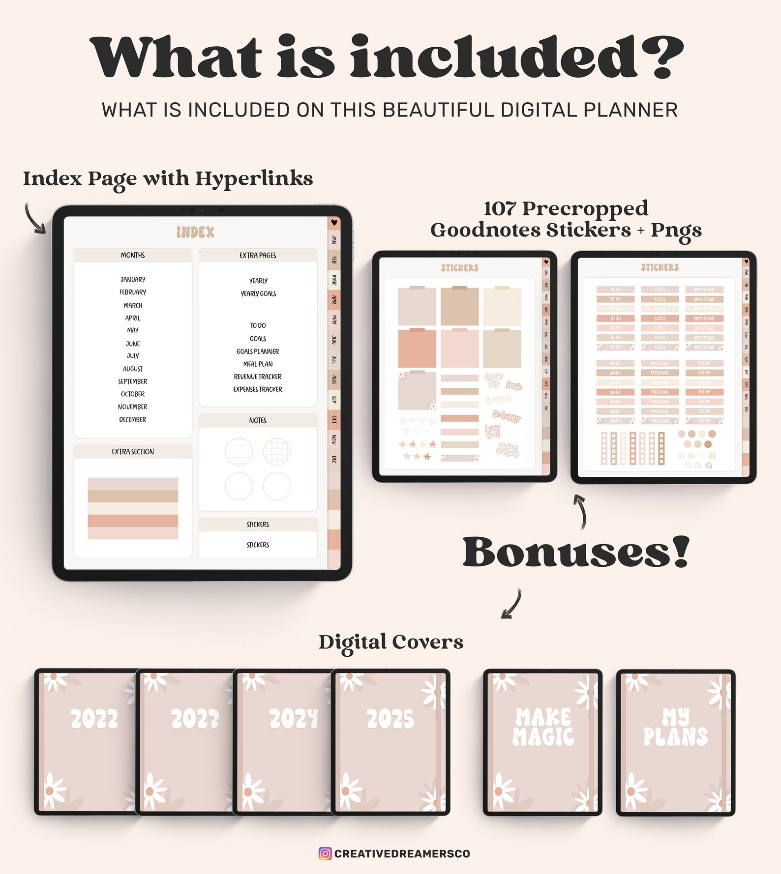 Boho Undated Goodnotes Planner Weekly Digital Planner - Etsy