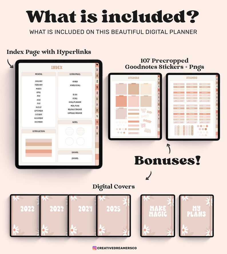 Boho Undated Goodnotes Planner Weekly Digital Planner - Etsy