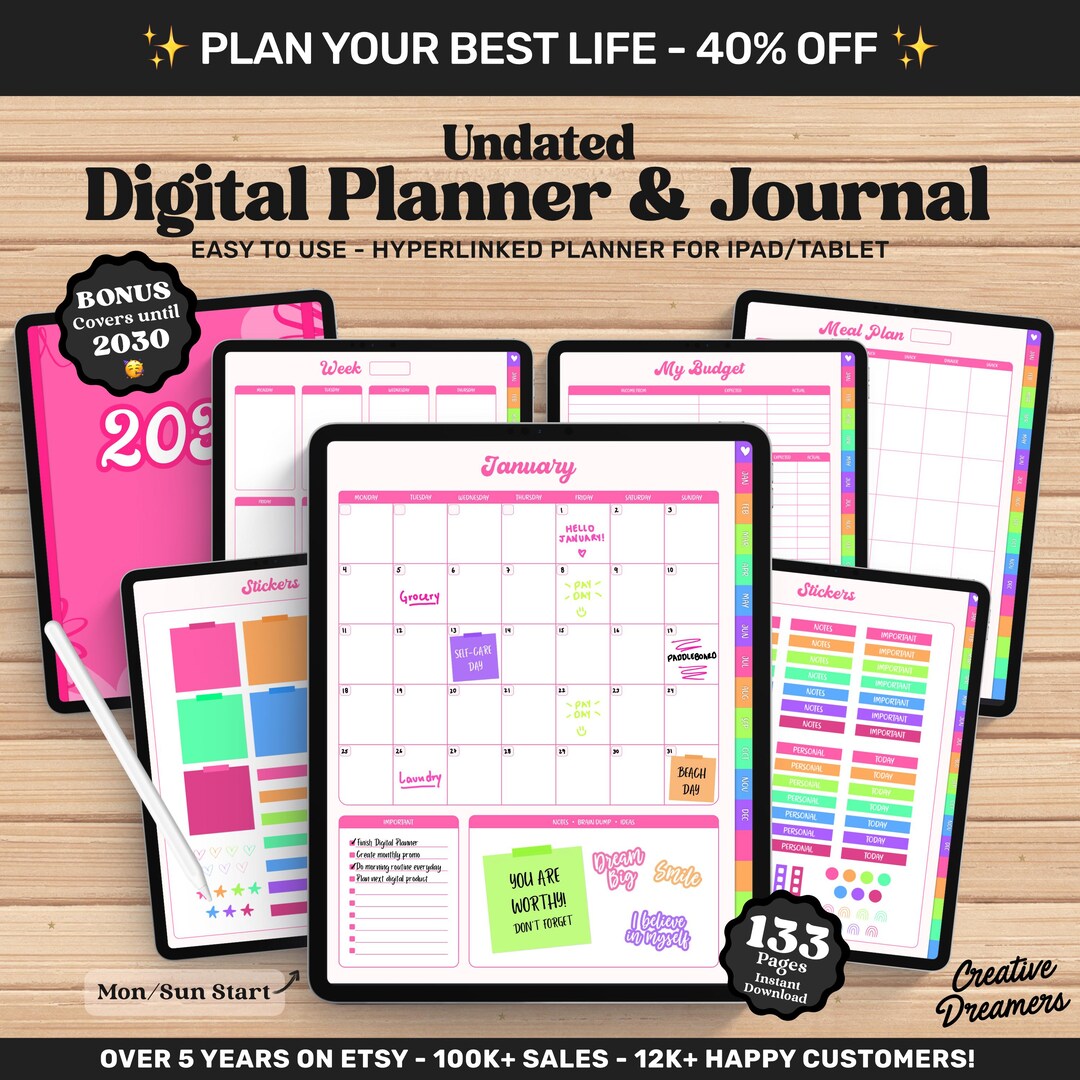 Digital Goodnotes Journal, Weekly Planner, Monthly Planner, Digital ...