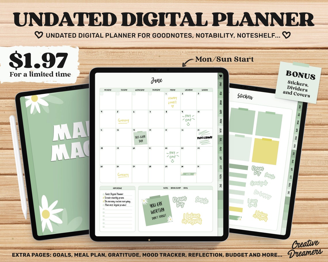 Goodnotes Planner Ipad Planner Undated Digital Planner - Etsy