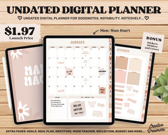 Boho Undated Goodnotes Planner Weekly Digital Planner - Etsy Australia