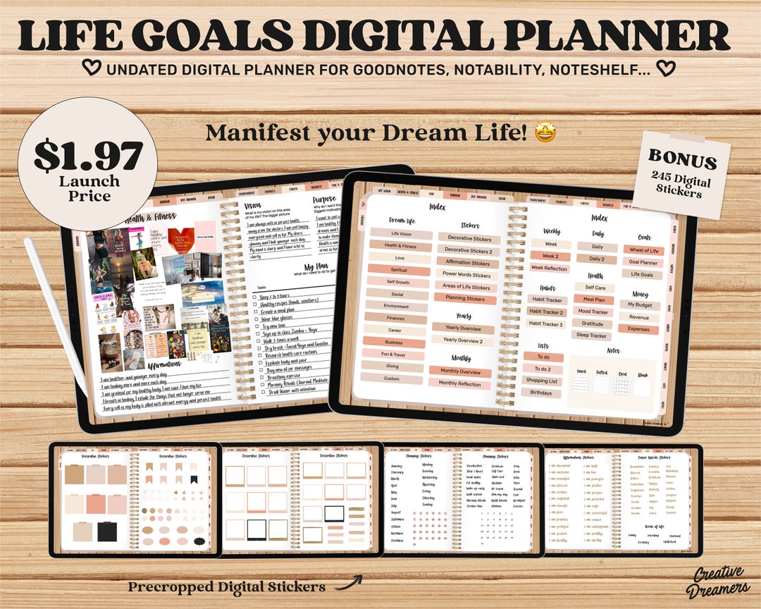 Digital Vision Board Goal Planner, Manifestation Journal Goodnotes ...