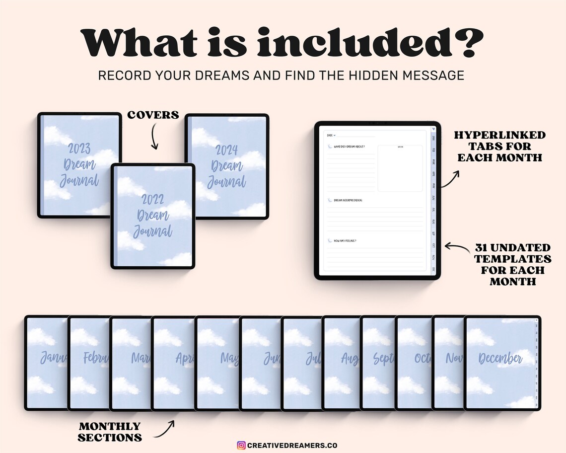 Dream Journal Digital Daily Journal Goodnotes Template | Etsy