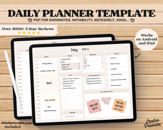 Daily Planner Goodnotes Template Undated Digital Planner - Etsy