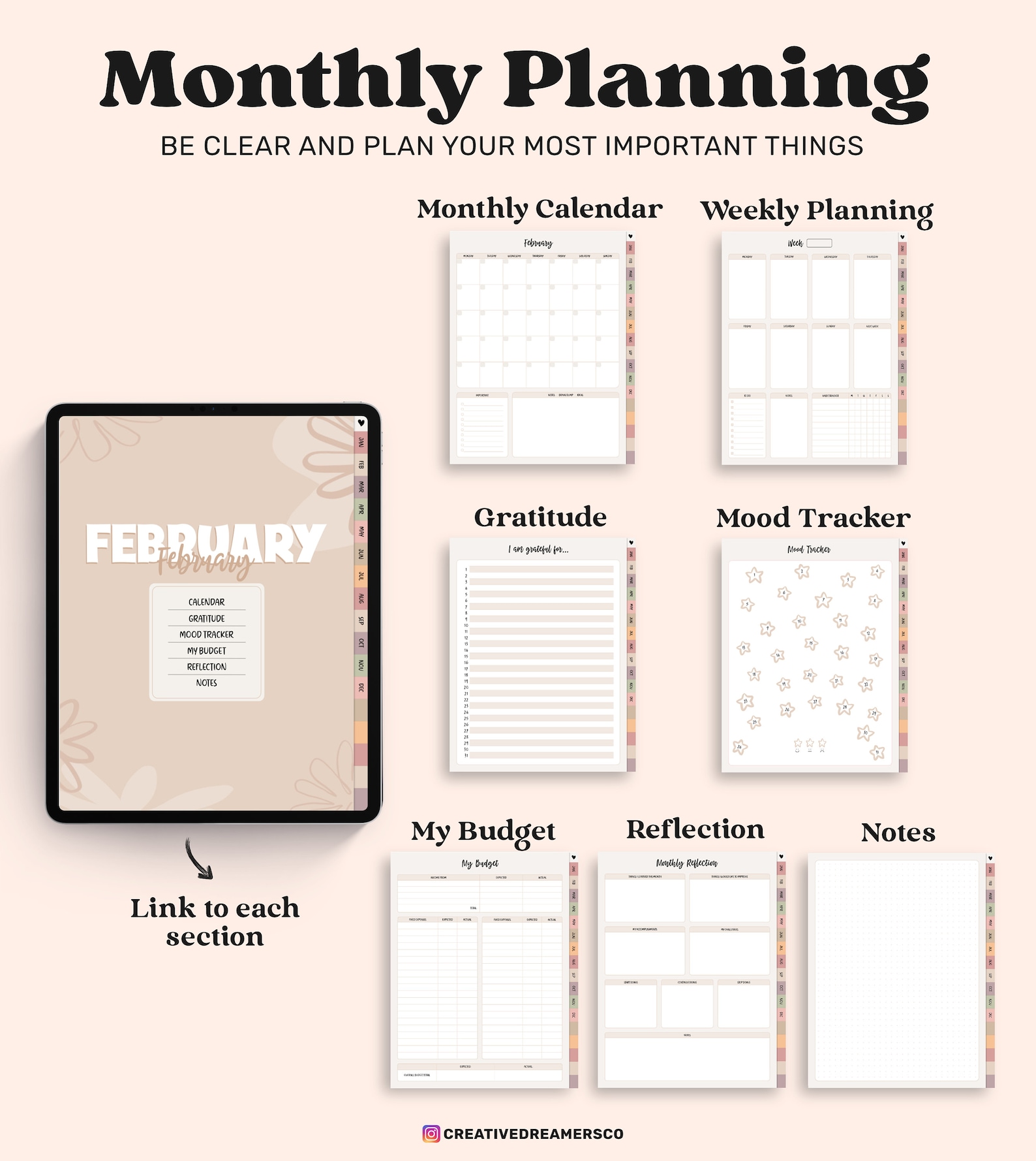 Undated Goodnotes Planner Monthly Digital Planner Goodnotes - Etsy