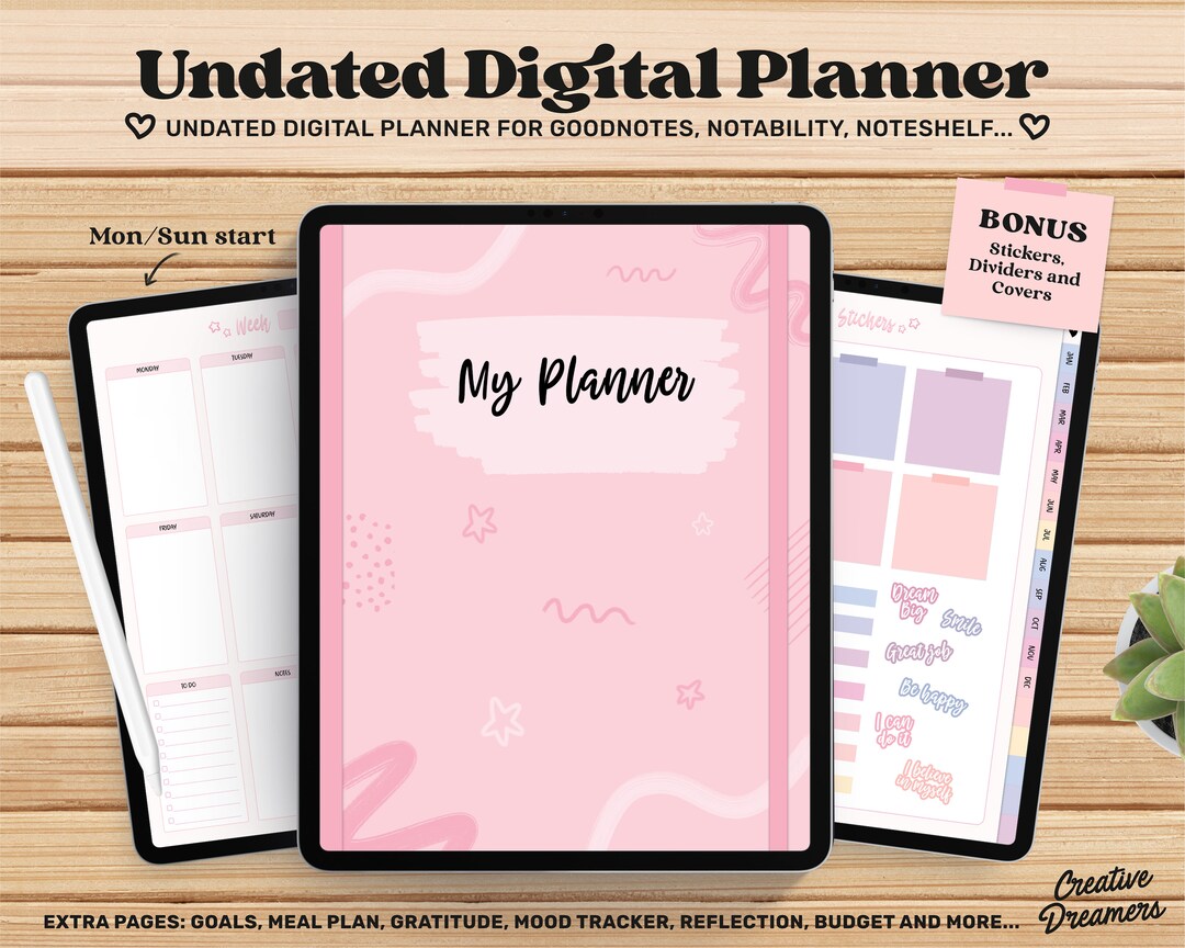 Undated Digital Planner, Digital Planner Ipad, Goodnotes Planner ...