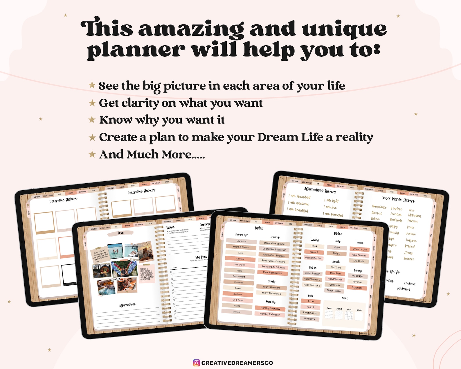 Digital Life Planner Goodnotes Goal Planner Vision Board | Etsy