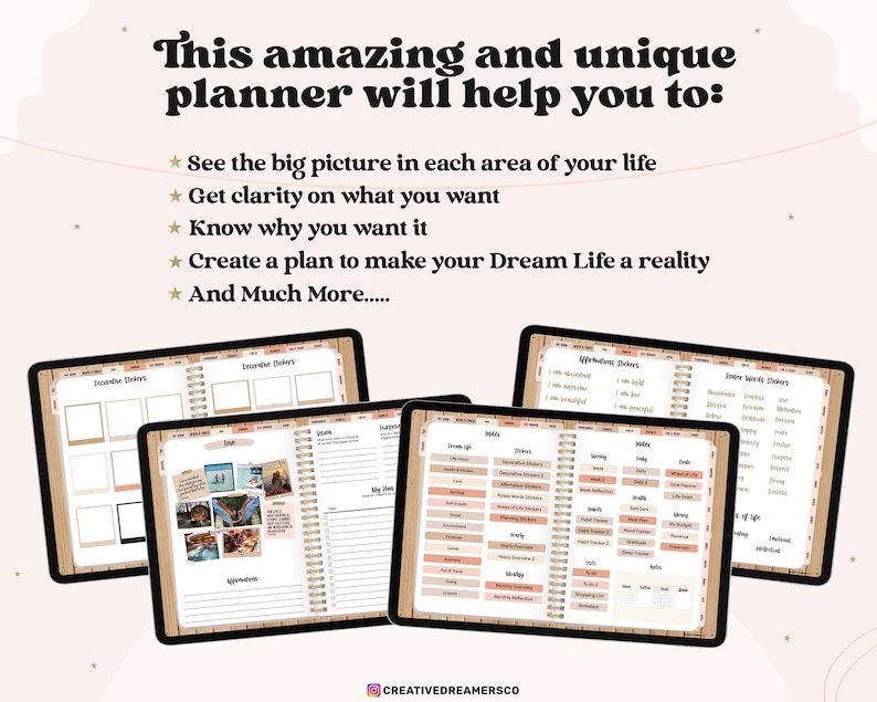 Digital Life Planner Goodnotes Goal Planner Vision Board | Etsy