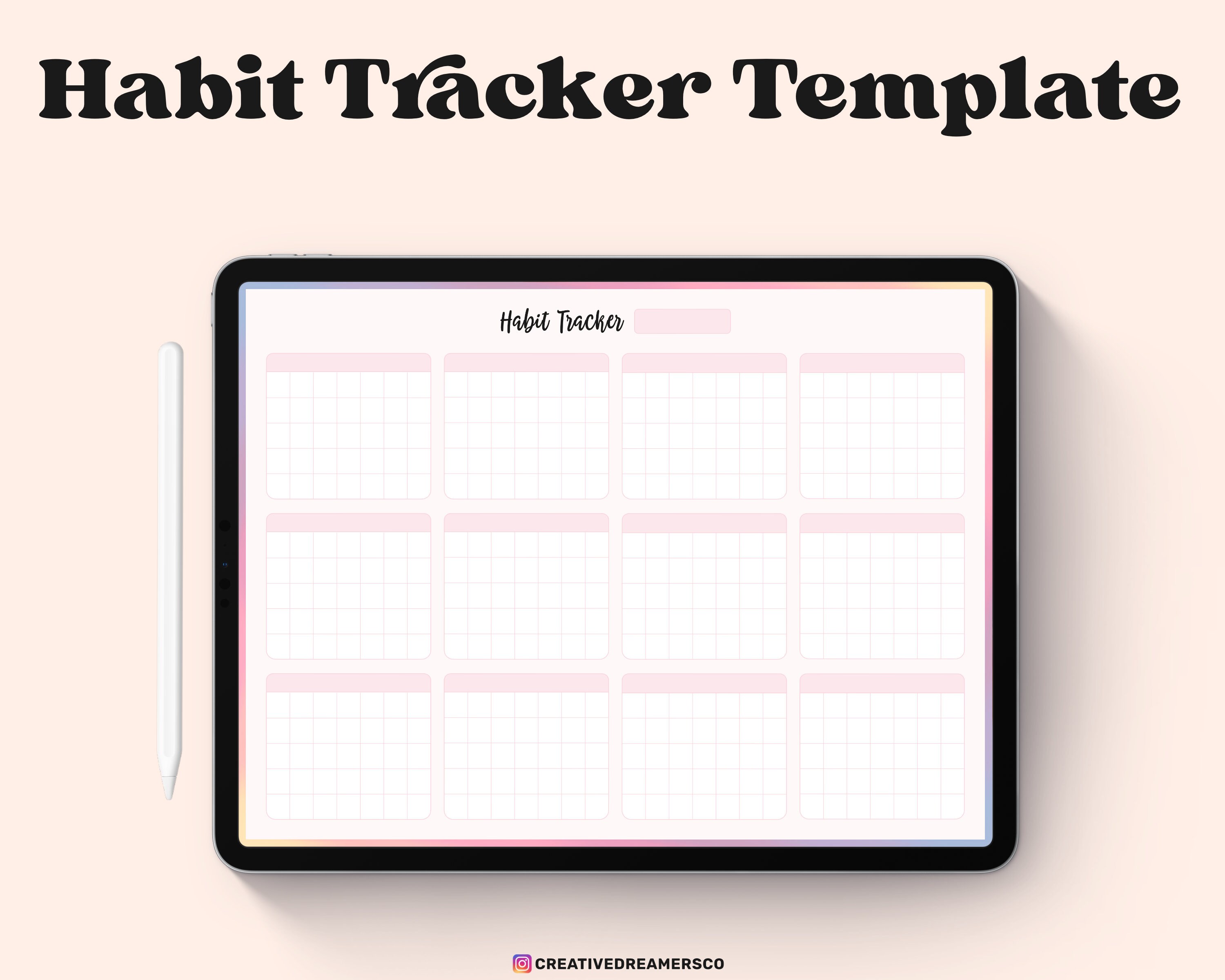 Habit Tracker PDF, Goodnotes Template, Cute Journal Tracker, iPad Pro ...