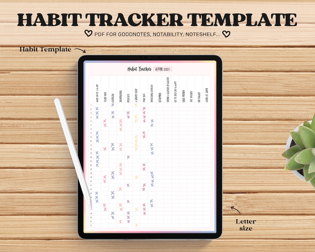 Habit Tracker Goodnotes Template PDF, Digital Journal, Cute Tracker ...