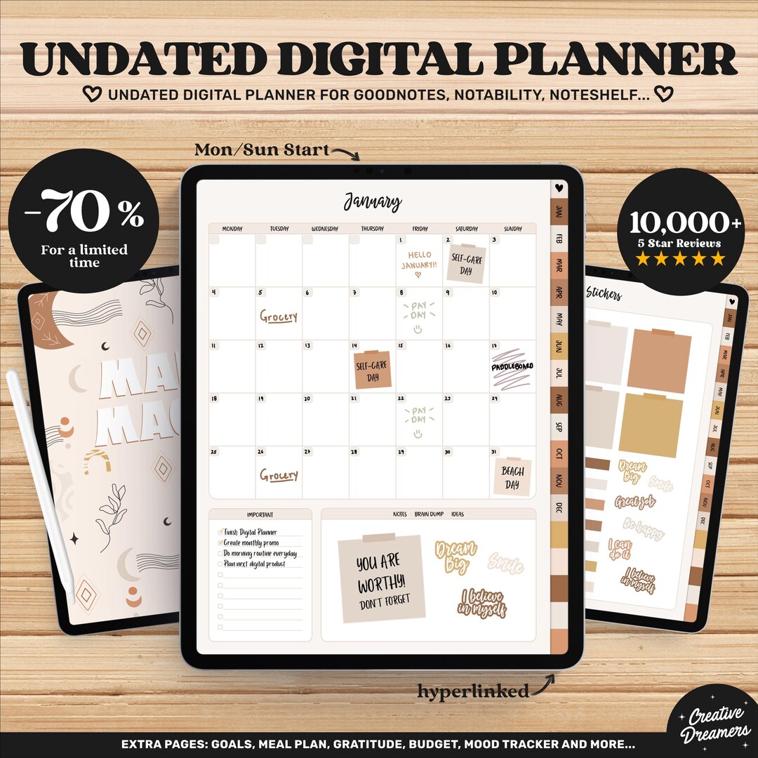 Goodnotes Planner Digital Ipad, Monthly Planner, Goodnotes Stickers ...