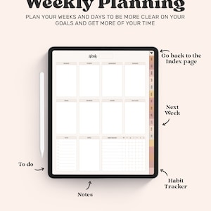 IPad Planner Digital, Pink Digital Planner Undated, Goodnotes Planner ...