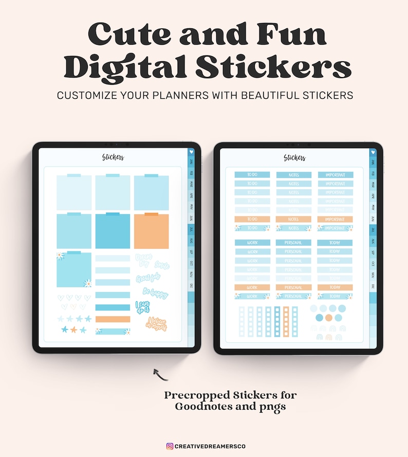 Blue Undated Goodnotes Planner, Floral Digital Planner, iPad Planner ...