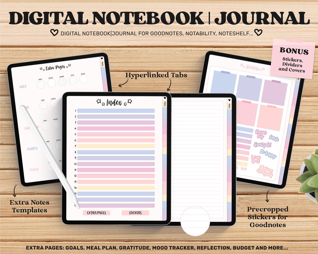 Digital Notebook, Cute Notebook, Digital Notes, Goodnotes Notebook ...