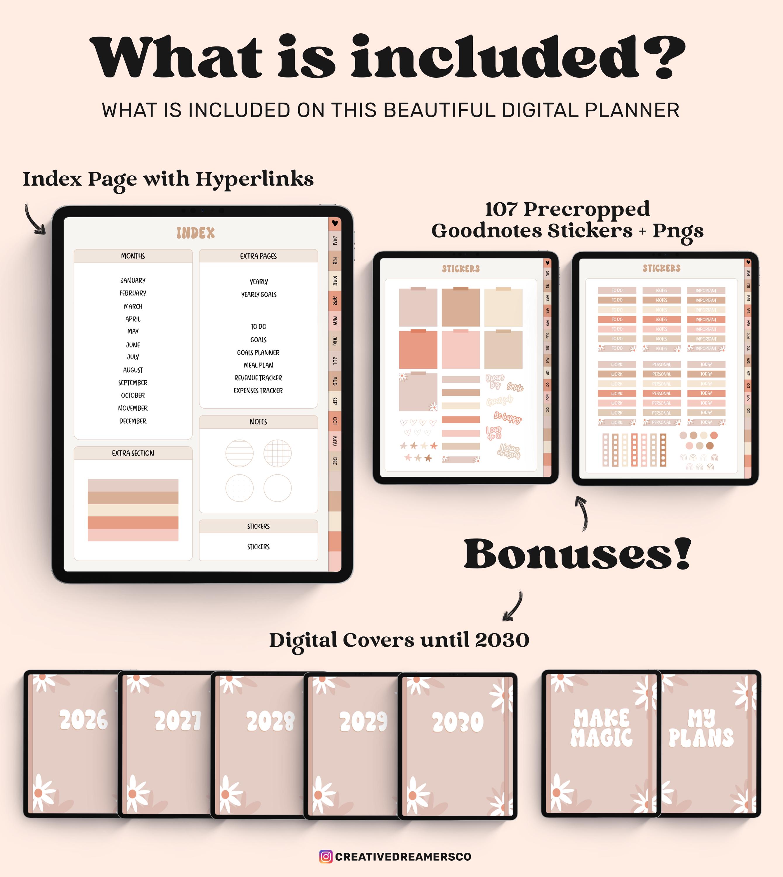 Boho Undated Goodnotes Planner, Weekly Digital Planner, Monthly Planner ...