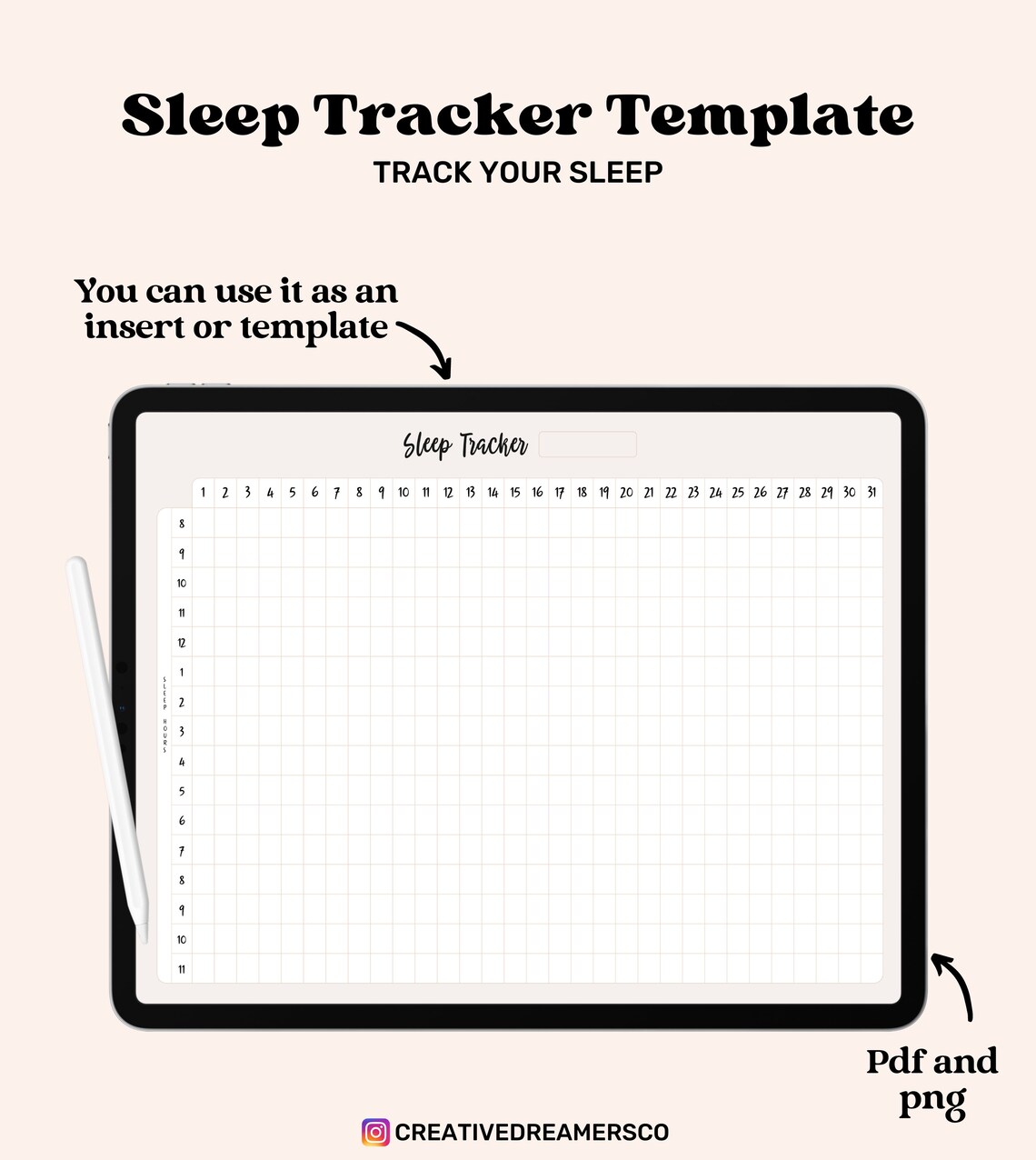 Goodnotes Template Sleep Tracker Monthly Habit Tracker - Etsy