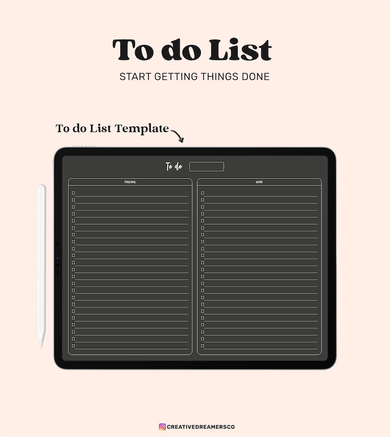 To Do List Goodnotes Template Digital to Do List Daily to Do - Etsy