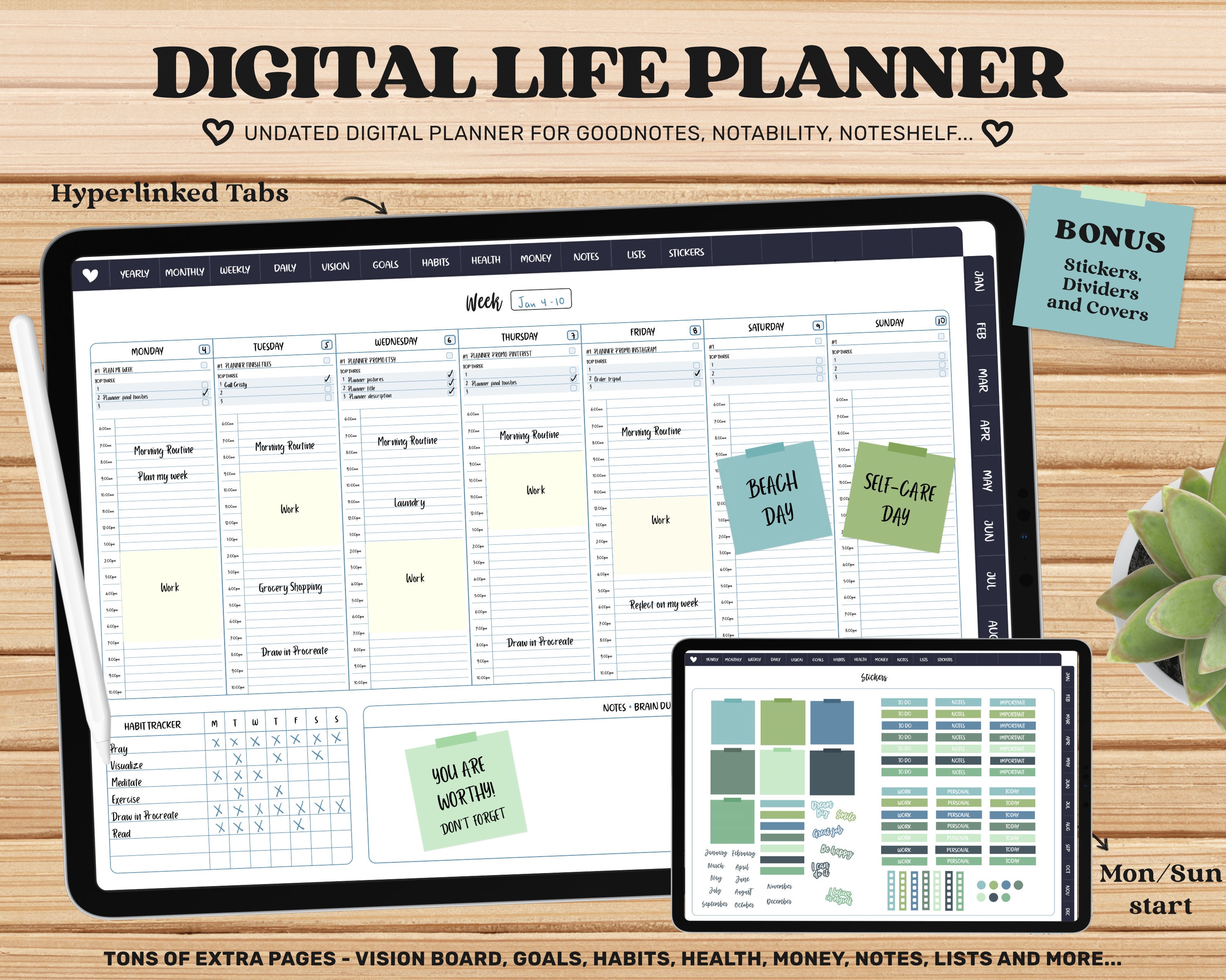 Digital Life Planner iPad Planner Goodnotes Planner Digital | Etsy