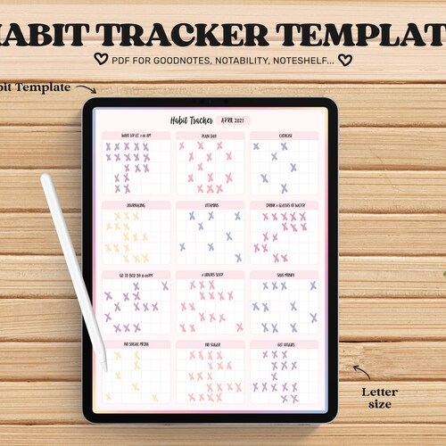 Goodnotes Template Habit Tracker PDF Digital Bullet Journal - Etsy