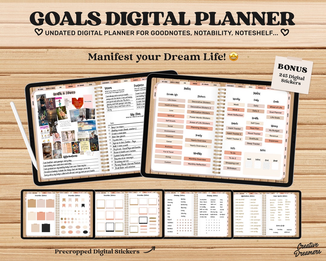 Digital Vision Board Goal Planner, Manifestation Journal Goodnotes ...