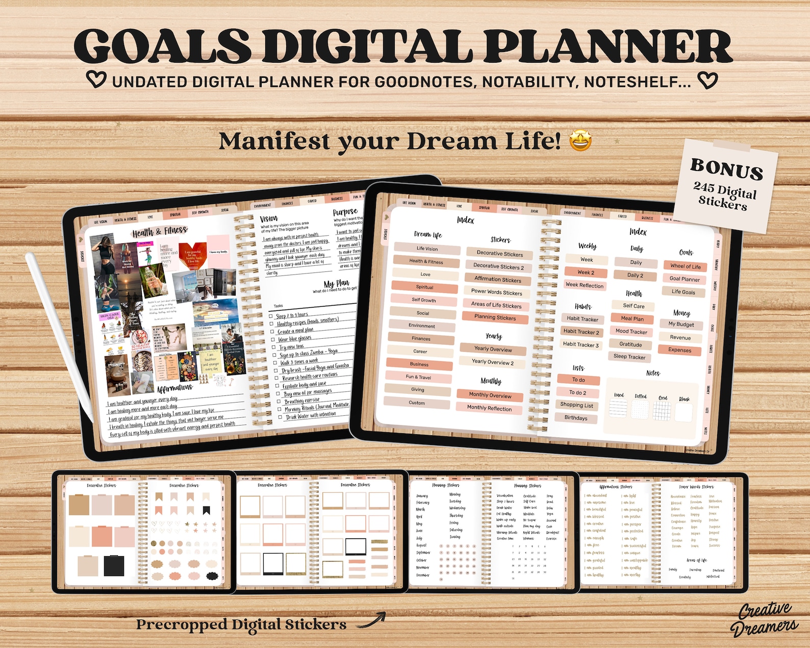 Digital Vision Board Goal Planner, Manifestation Journal Goodnotes ...