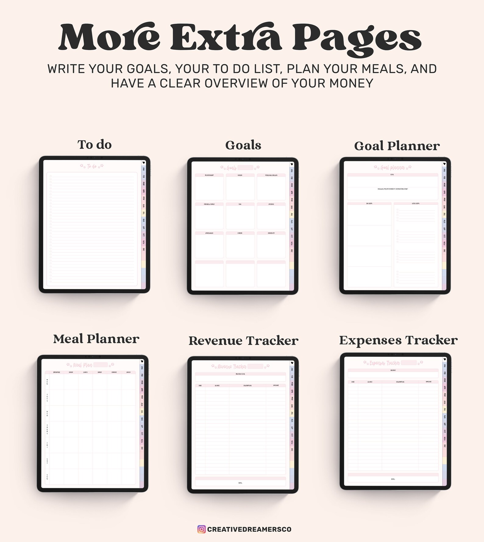 Monthly Planner Goodnotes Template, Undated Monthly Planner, Monthly ...