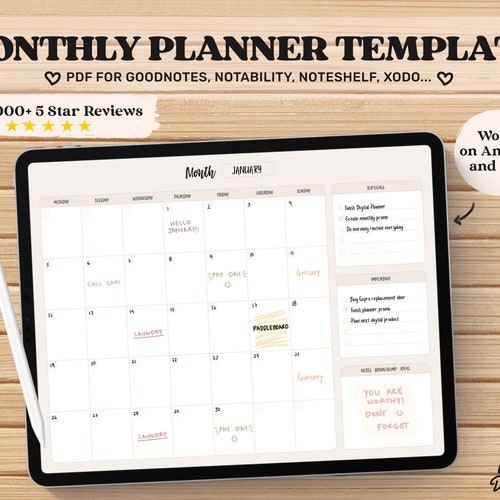 Undated Goodnotes Planner Monthly Digital Planner Goodnotes - Etsy