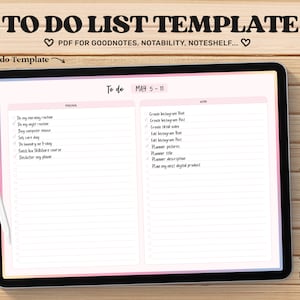 Digital to Do List Goodnotes Template, Cute to Do List Pdf, iPad to Do ...